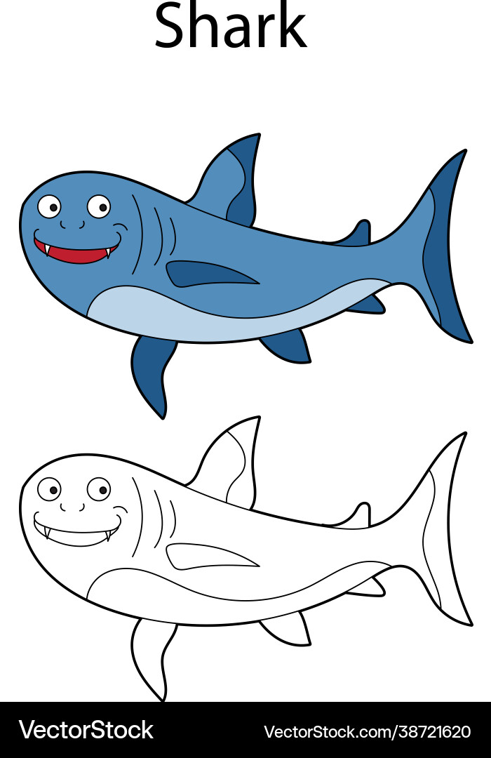 Funny cute fish shark isolated on white Royalty Free Vector