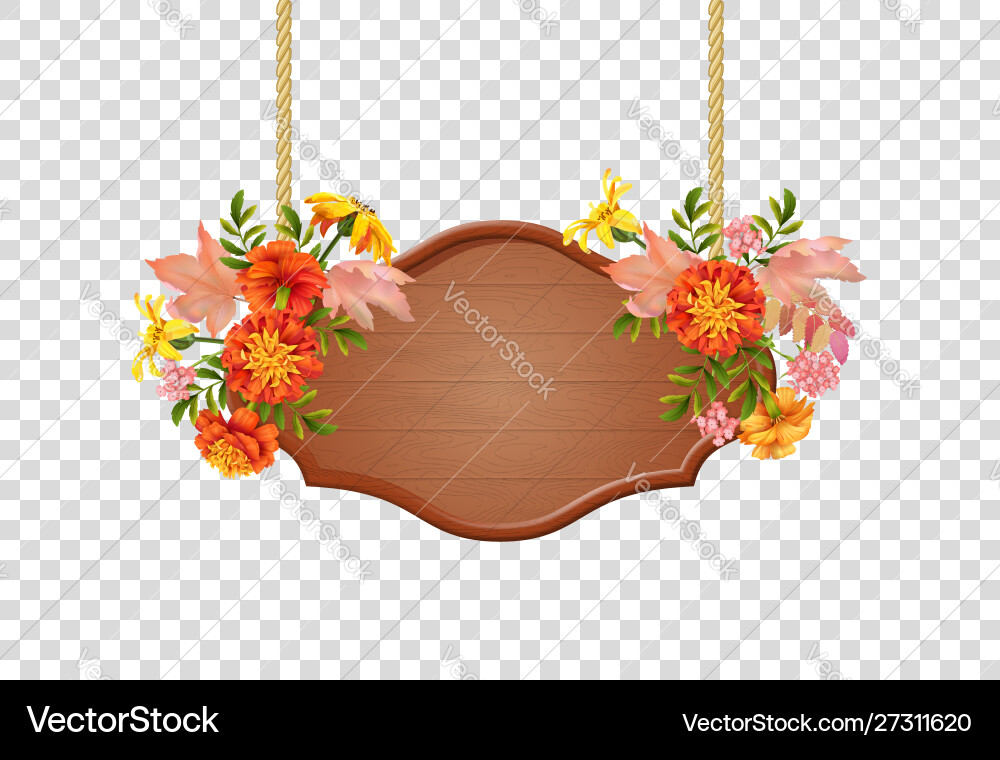 Hanging sign with flowers Royalty Free Vector Image