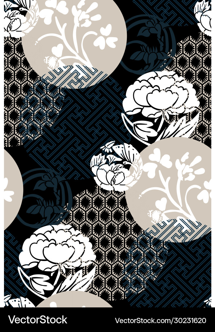 Japanese chinese design seamless pattern heraldic Vector Image