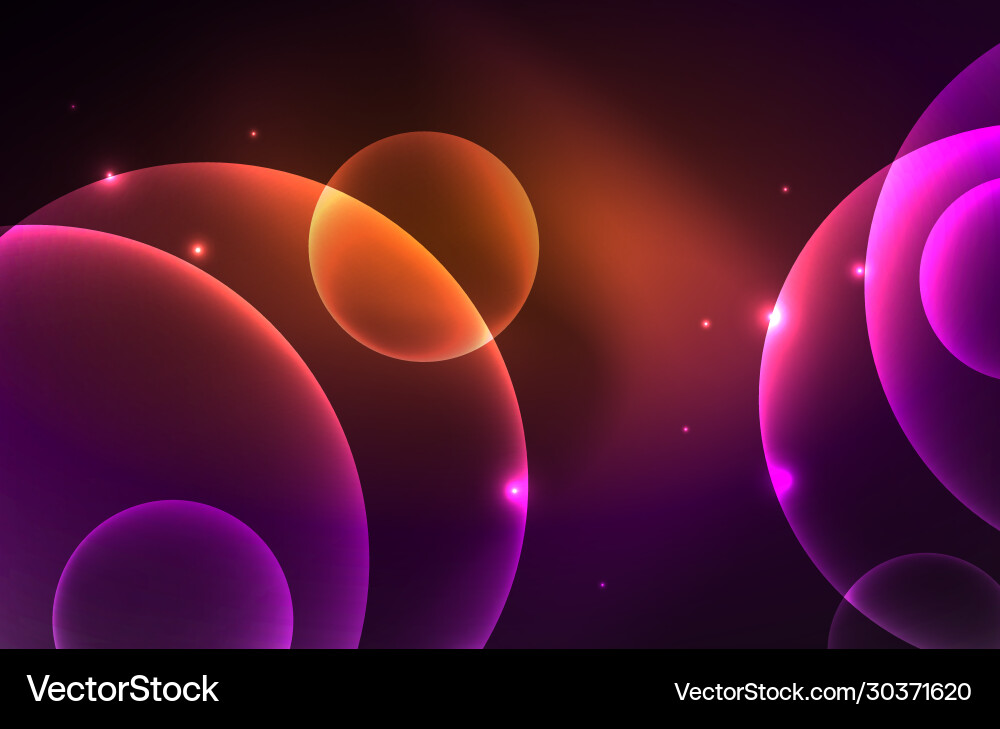 Neon shiny transparent glowing circles with light Vector Image