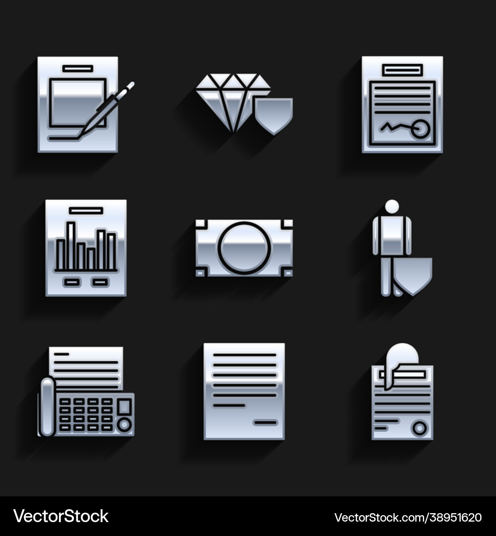 Set stacks paper money cash document file Vector Image