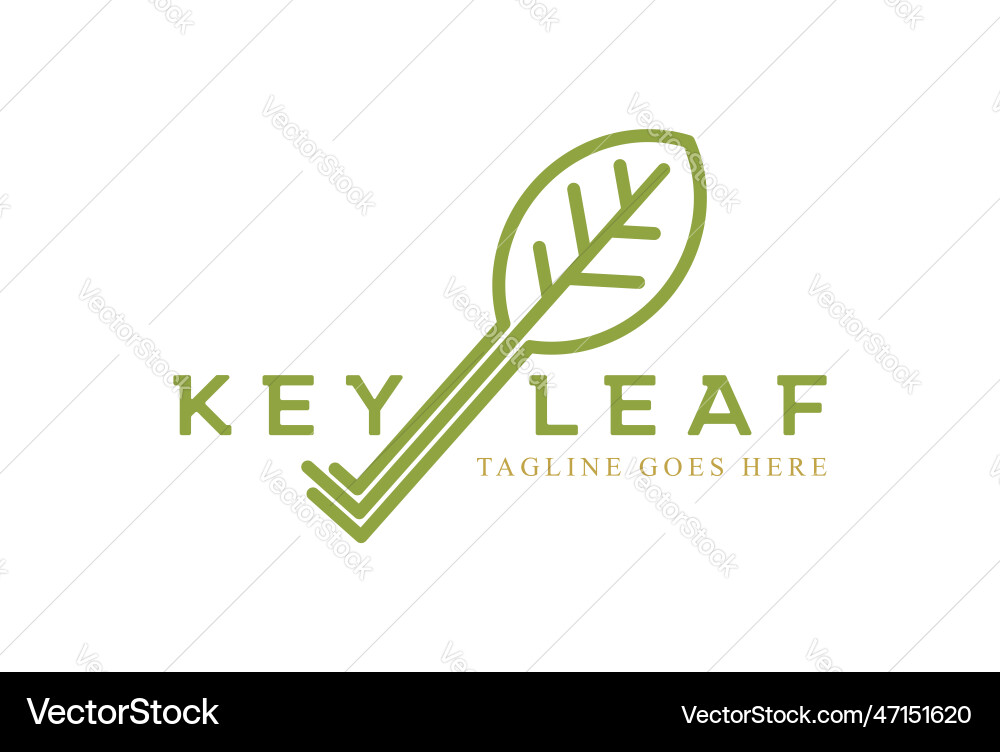 Simple minimalist fresh green key leaf tree plant Vector Image