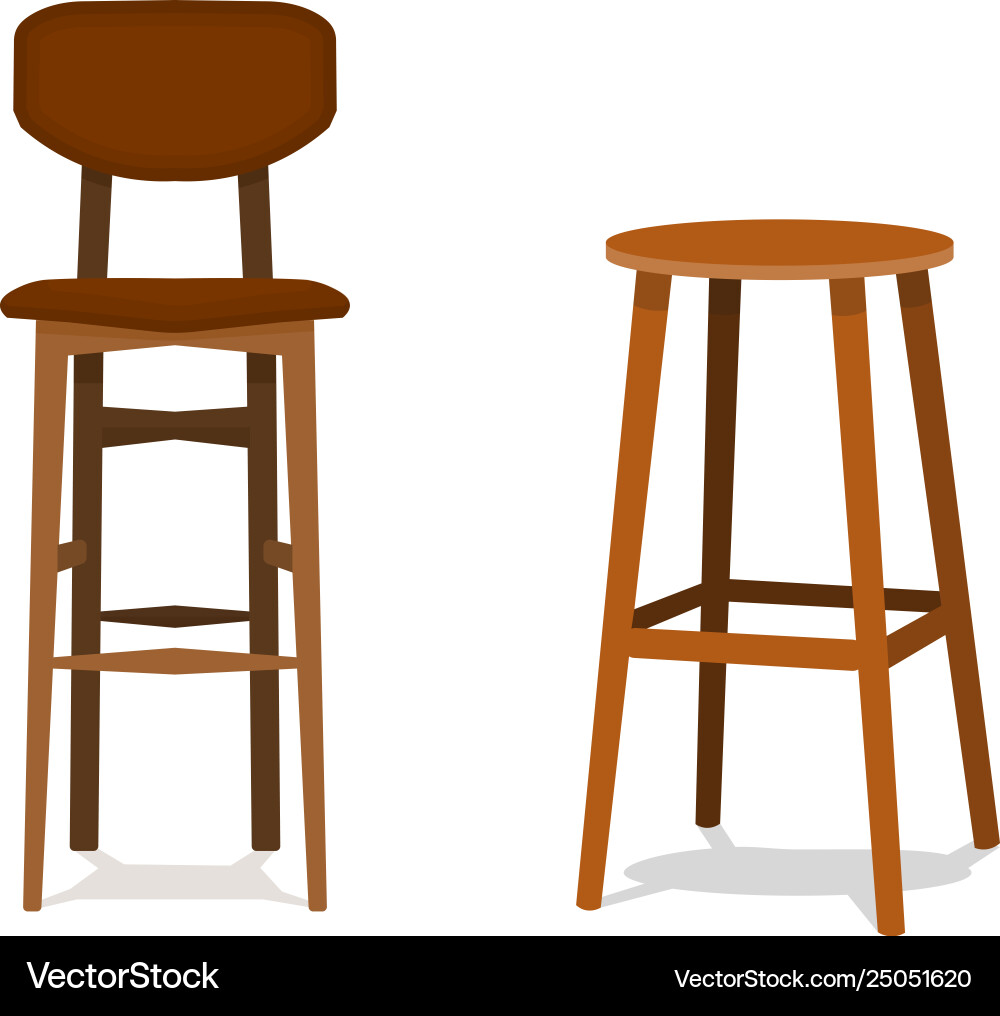 Two ocher brown wooden bar stools Royalty Free Vector Image