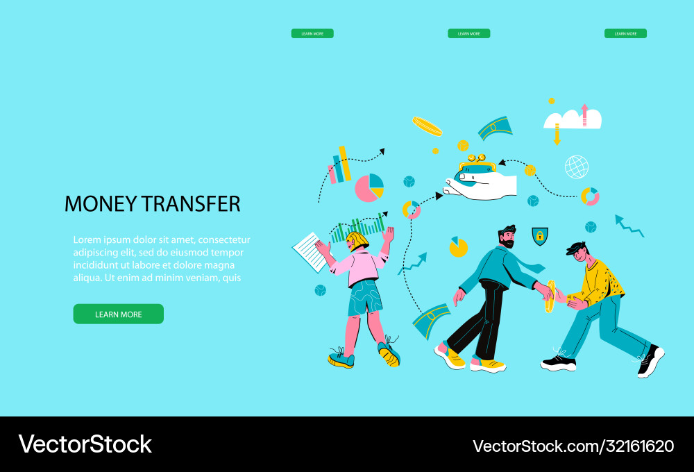 Web page template for money transfer and online Vector Image