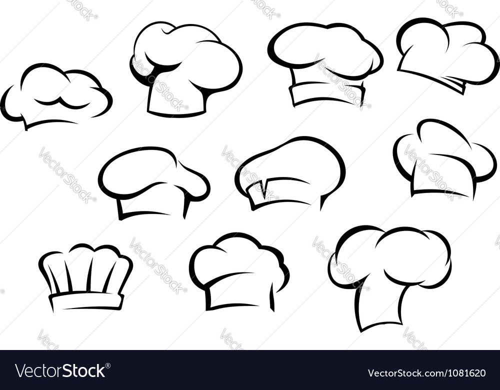 White chef hats and caps set Royalty Free Vector Image