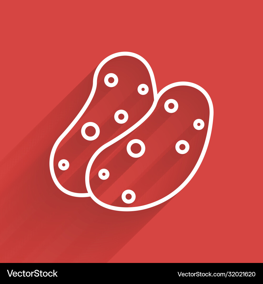White line potato icon isolated with long shadow Vector Image