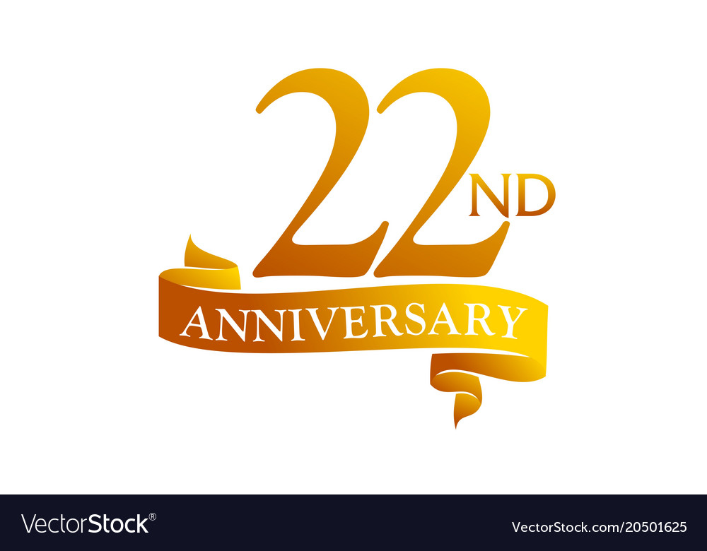 22 Year Ribbon Anniversary Royalty Free Vector Image