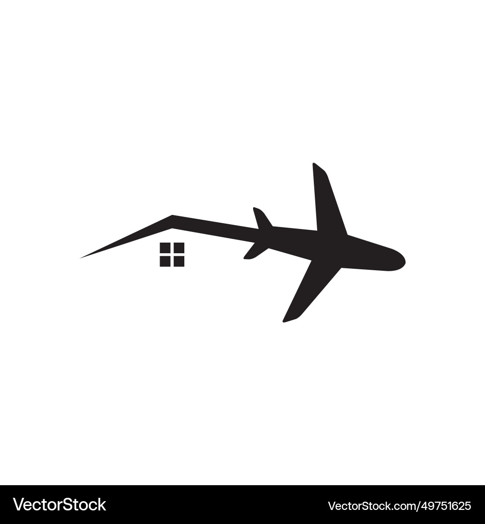 Airplane house logo design icon Royalty Free Vector Image