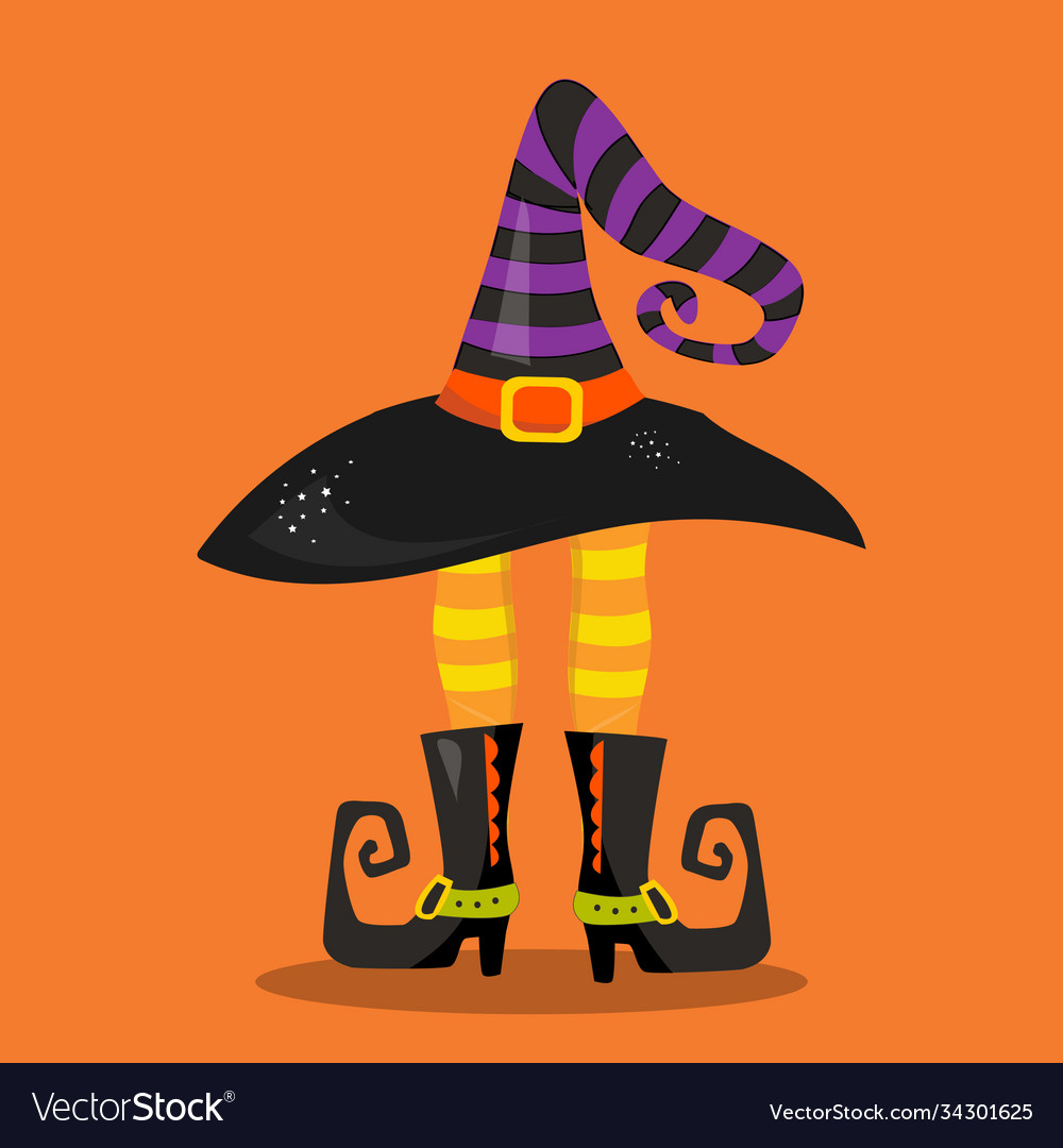 Cute witch boots hat 09 Royalty Free Vector Image