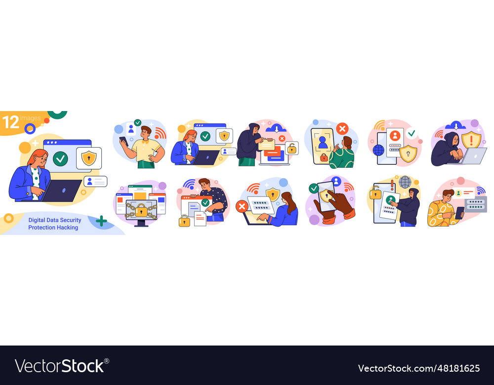 Digital data security and protection from hacking Vector Image