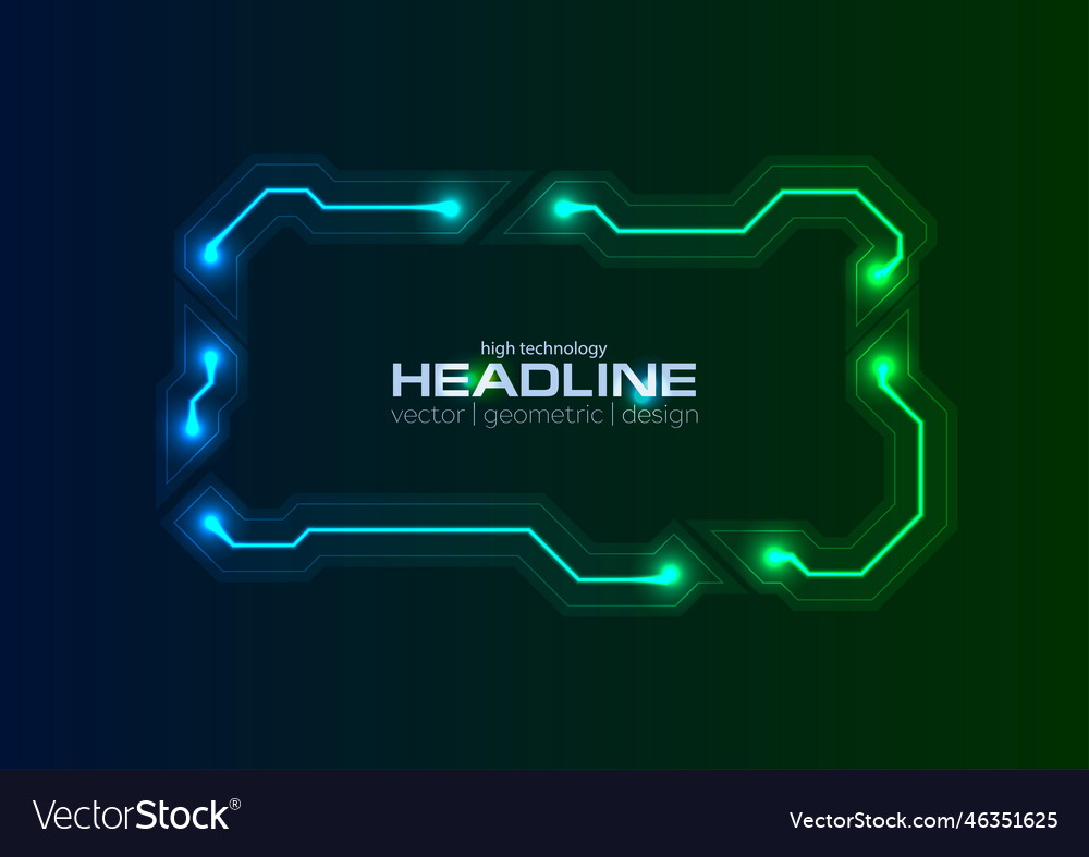 Frame From Glowing Neon Circuit Board Lines Vector Image
