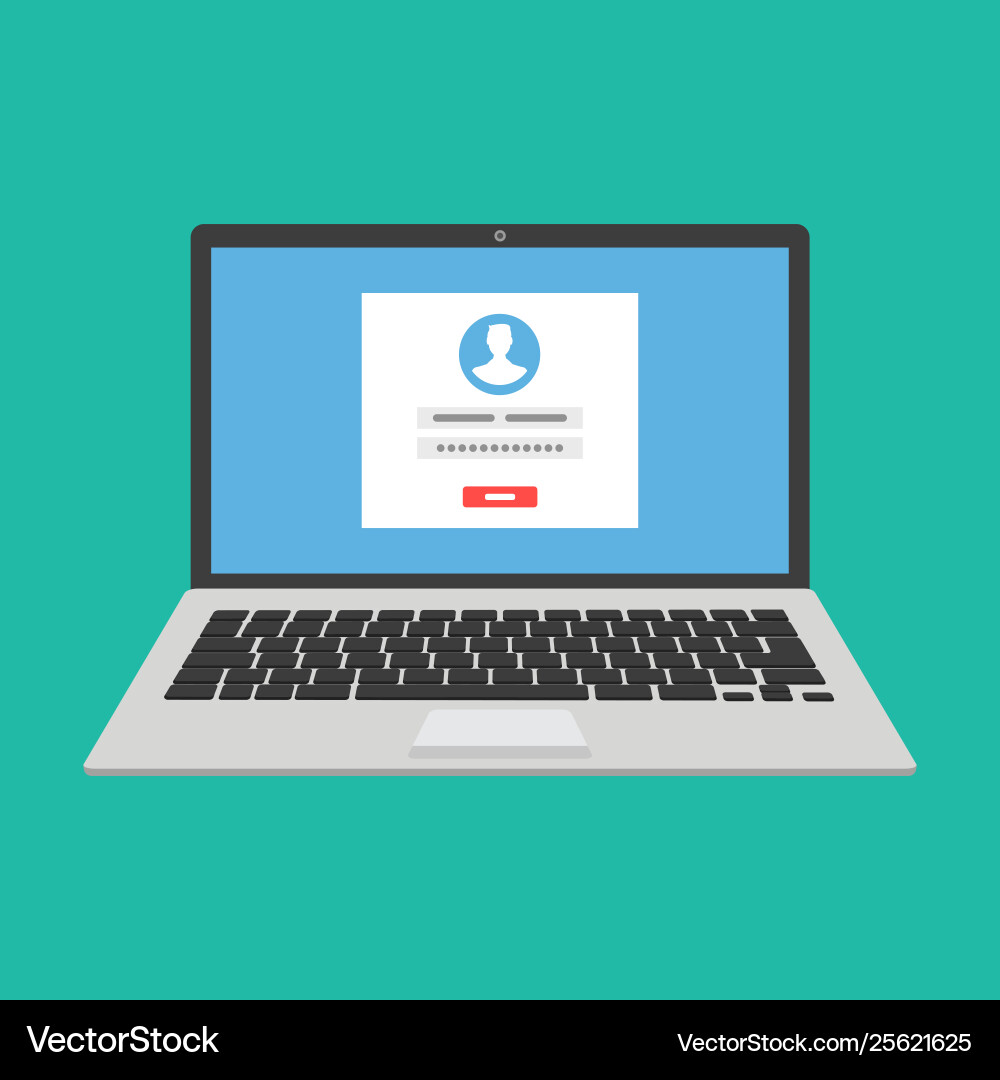 Laptop with login form page on screen sign Vector Image