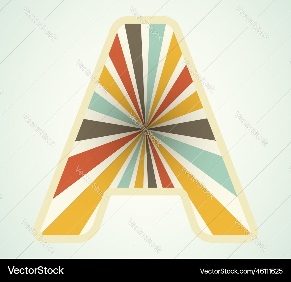 Letter a with retro style gradient color sunburst Vector Image