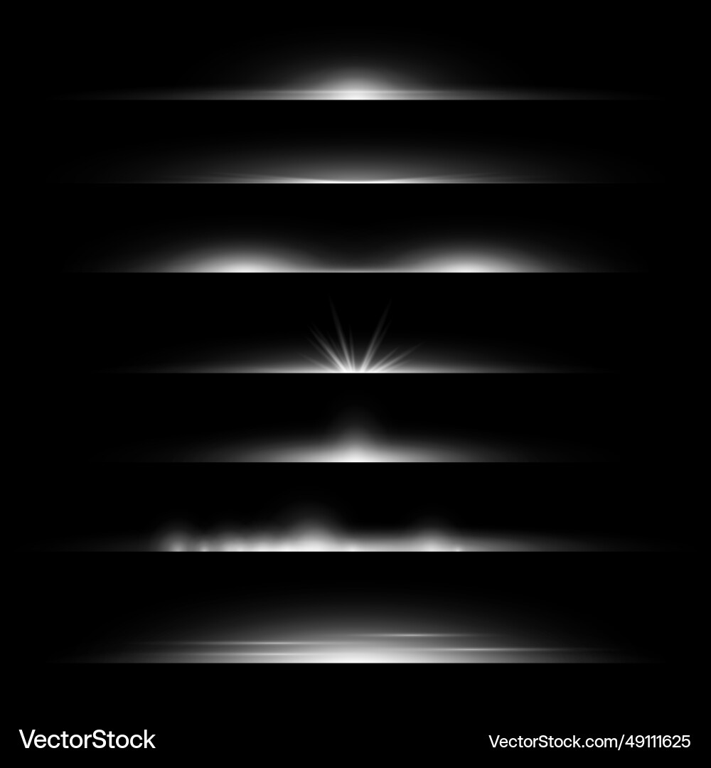 Line flare light dividers glowing borders white Vector Image