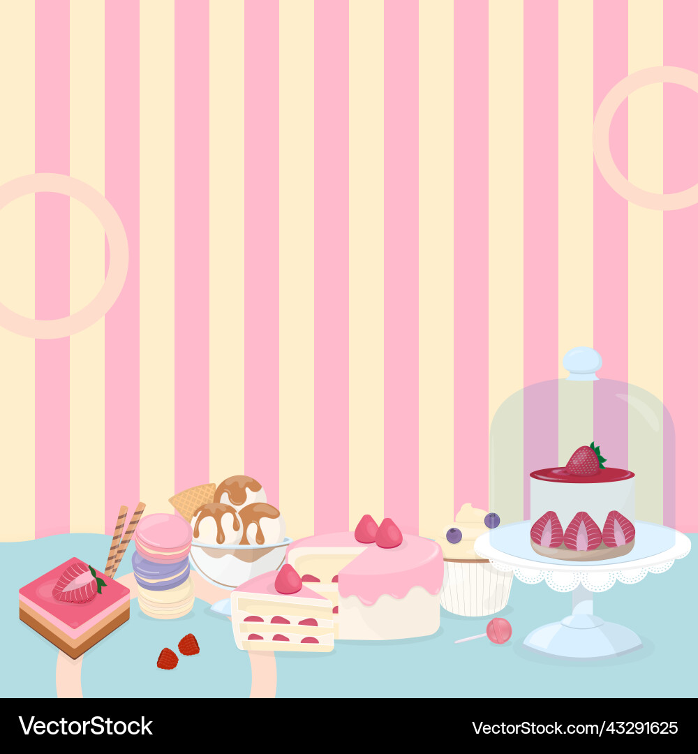 Pastel color background with dessert Royalty Free Vector