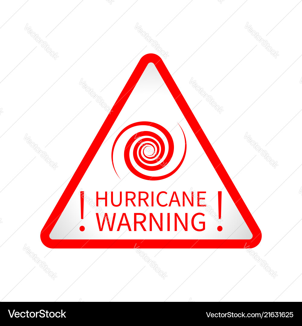 Red warning hurricane triangle road sign Vector Image