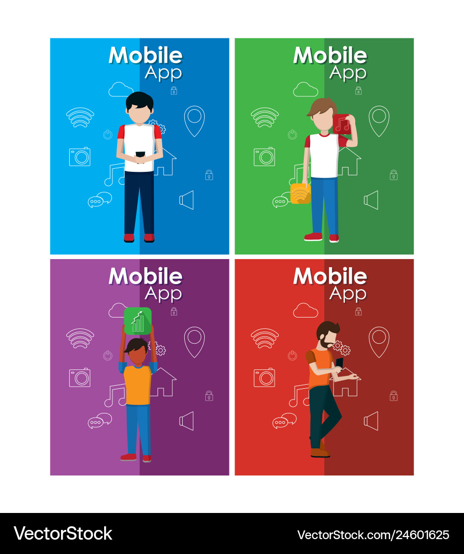 Set of mobile app cards Royalty Free Vector Image