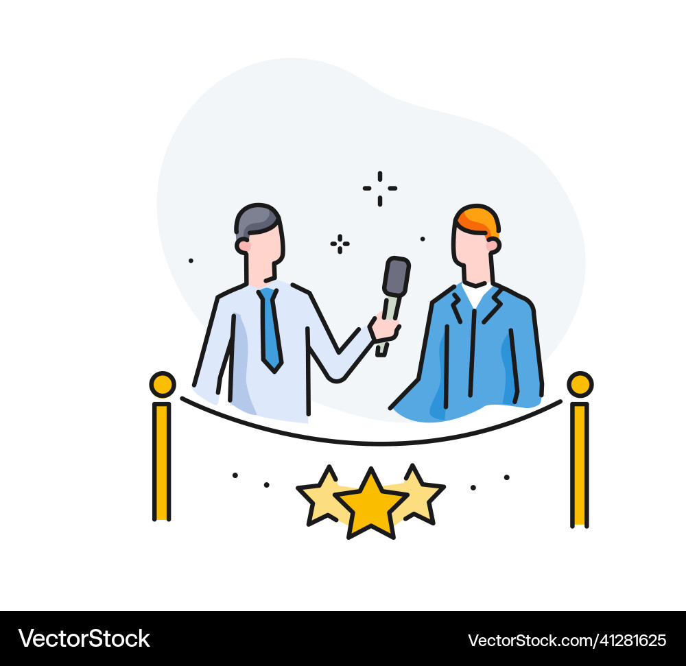 Star gives interview red carpet award Royalty Free Vector
