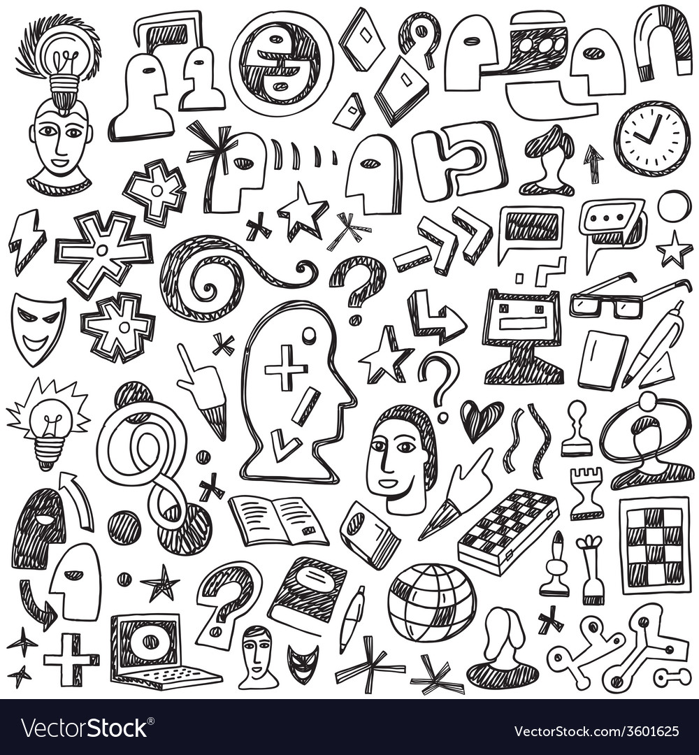 Thinking - doodles set Royalty Free Vector Image