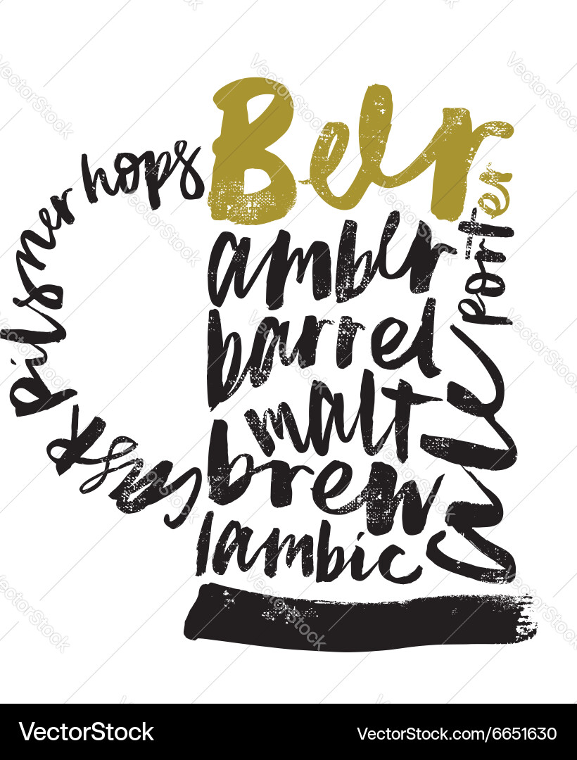 Beer print for bar restaurant calligraphy Vector Image