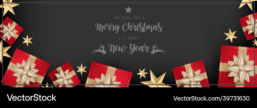 Christmas holidays greeting banner with gift boxes