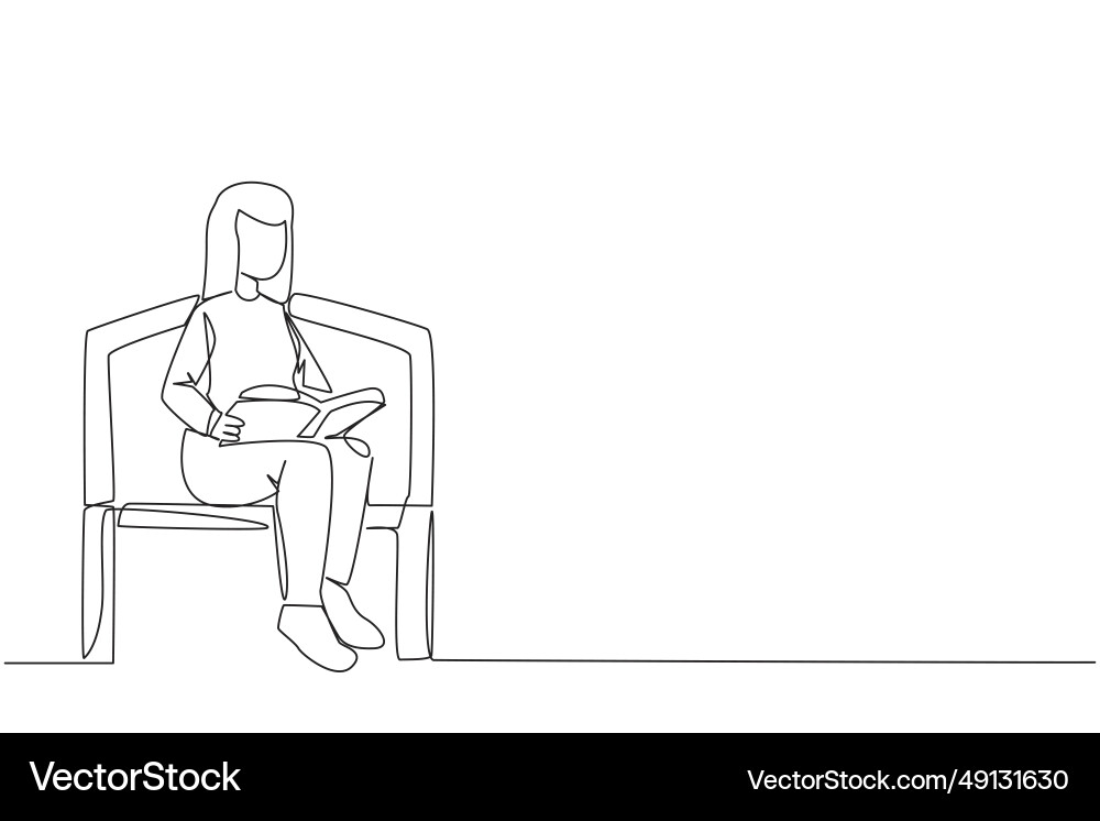Continuous one line drawing woman sitting Vector Image