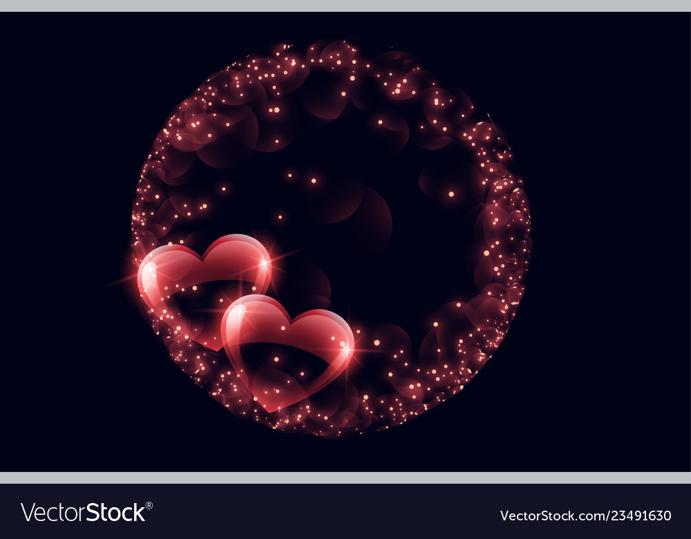 Creative shiny bubble hearts with sparkle frame Vector Image