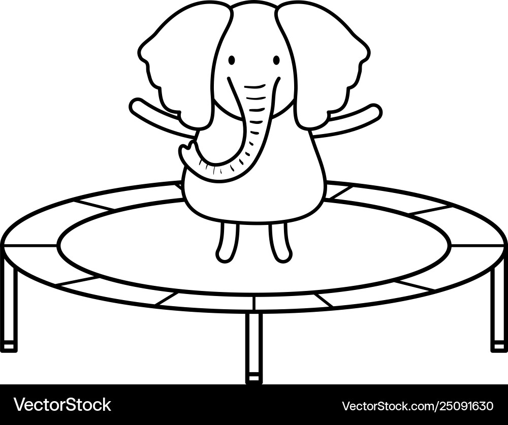Cute elephant in elastic trampoline character Vector Image