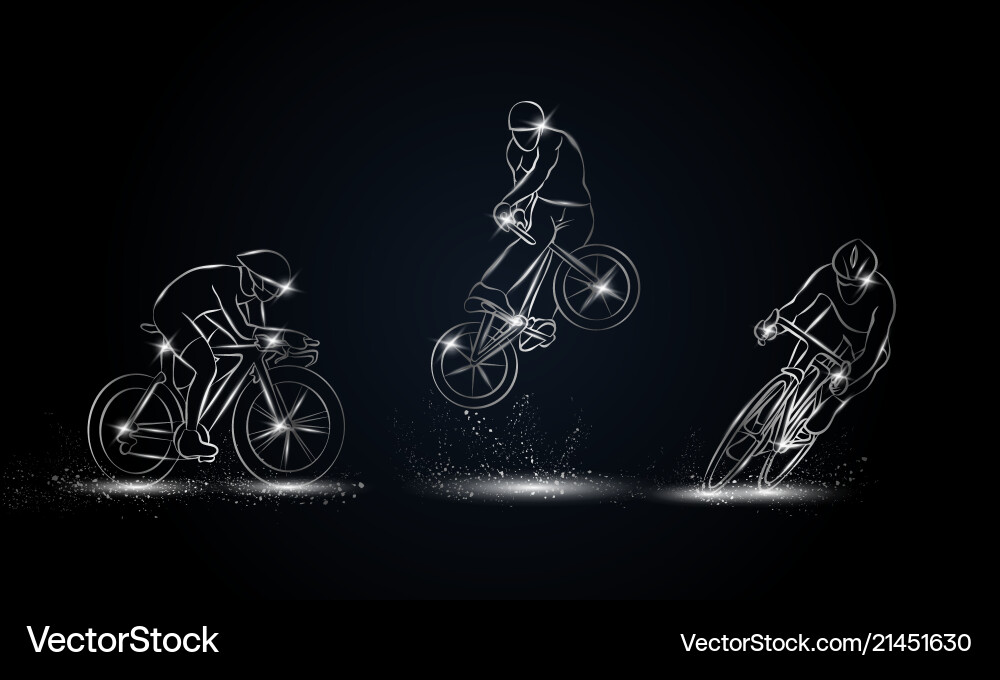 Cyclist and bicycle sport set Royalty Free Vector Image