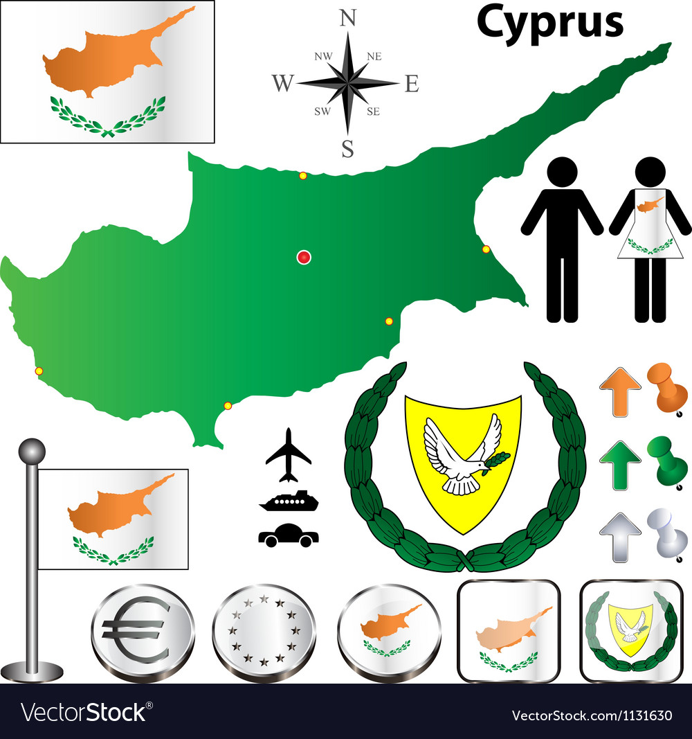 Cyprus map Royalty Free Vector Image - VectorStock