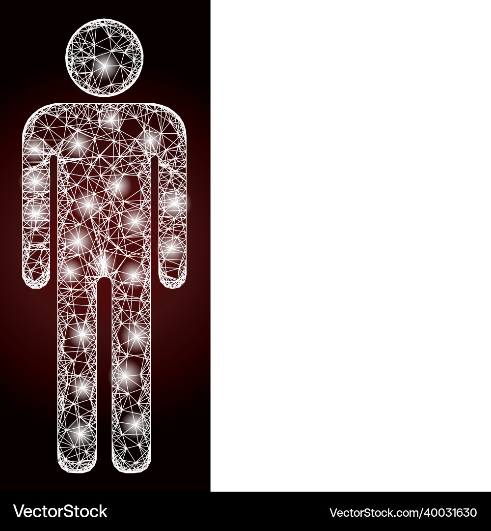 Glowing net mesh man figure with lightspots Vector Image