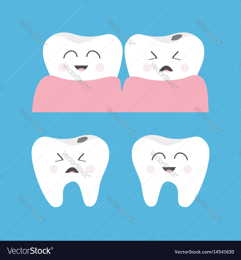 Healthy crying bad ill smiling tooth gum icon Vector Image Healthy crying bad ill smiling tooth gum icon Vector Image