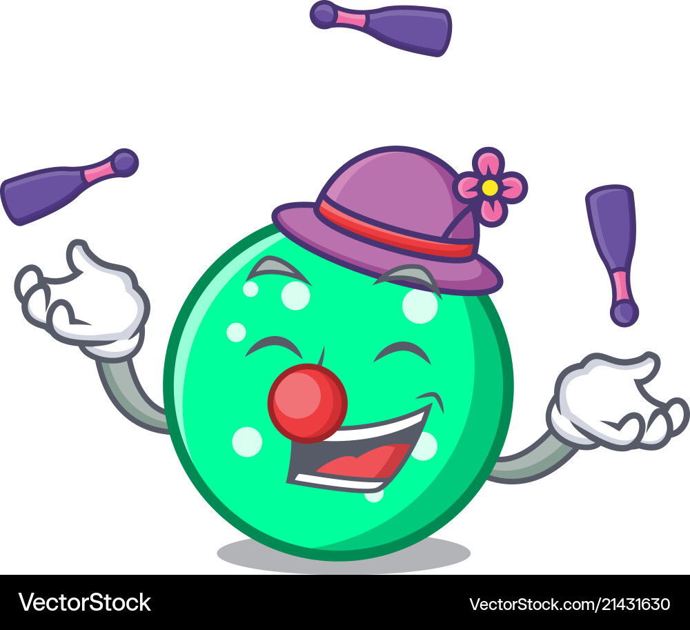 Juggling circle mascot cartoon style Royalty Free Vector