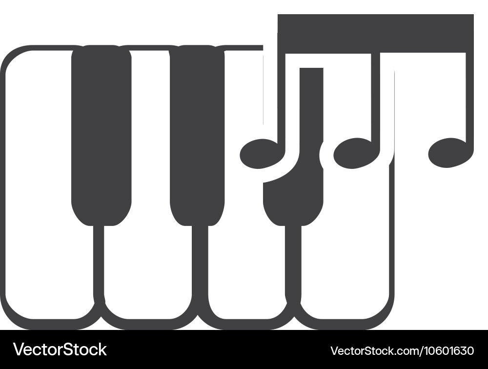 Keys piano with sound icon Royalty Free Vector Image