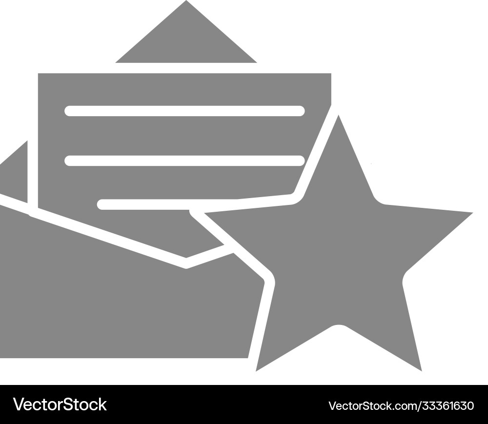 Letter with big stars gray icon feedback email Vector Image