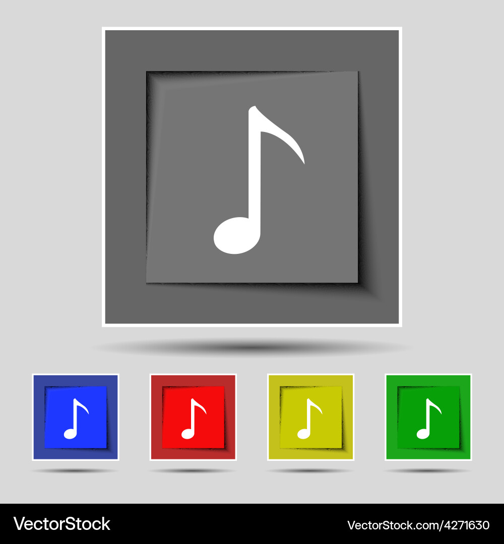 Music note icon sign on the original five colored Vector Image