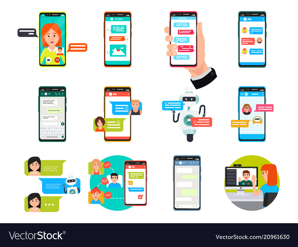 Online video messenger chatting on smartphone Vector Image