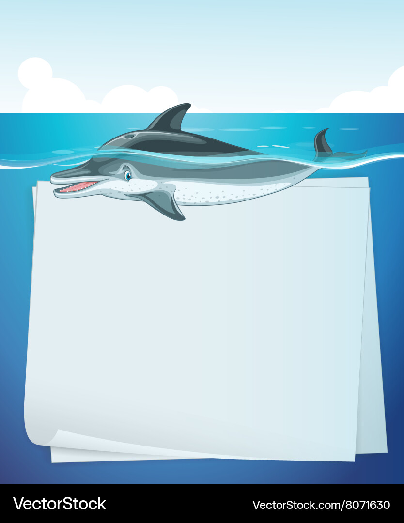 Paper design with dolphin in sea Royalty Free Vector Image