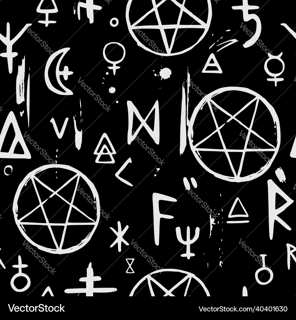 Seamless pattern with alchemical and occult Vector Image