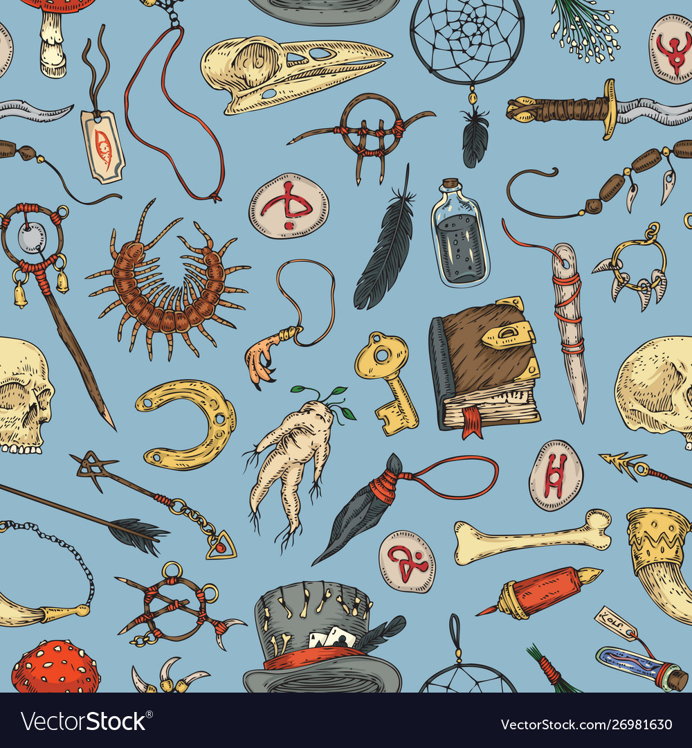 Witchcraft things seamless pattern Royalty Free Vector Image