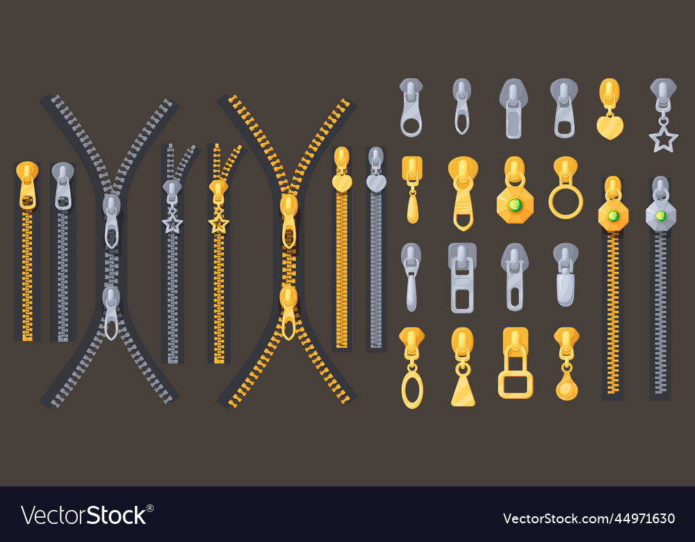 Zipper clasp zippers slider for leather textile Vector Image