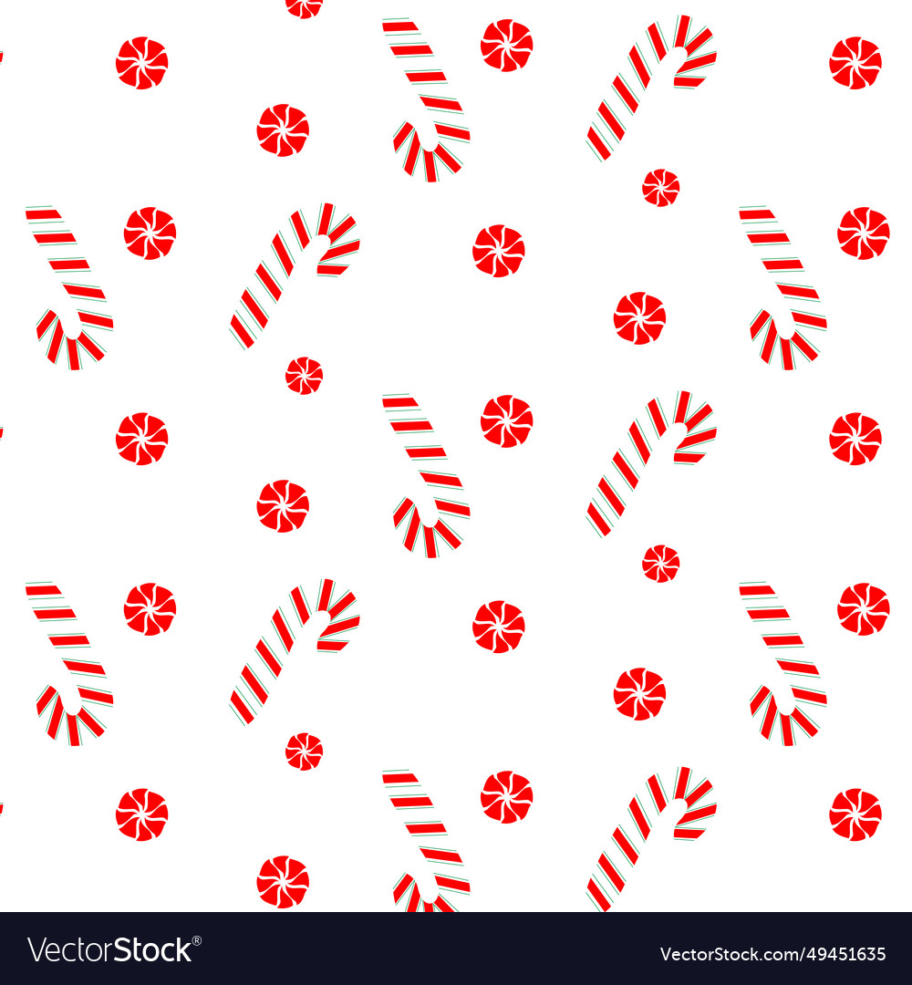 Candy cane and lollipop seamless christmas pattern