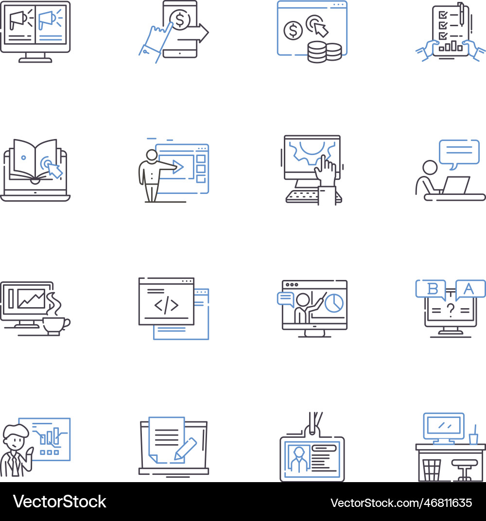 Digital trade line icons collection ecommerce Vector Image