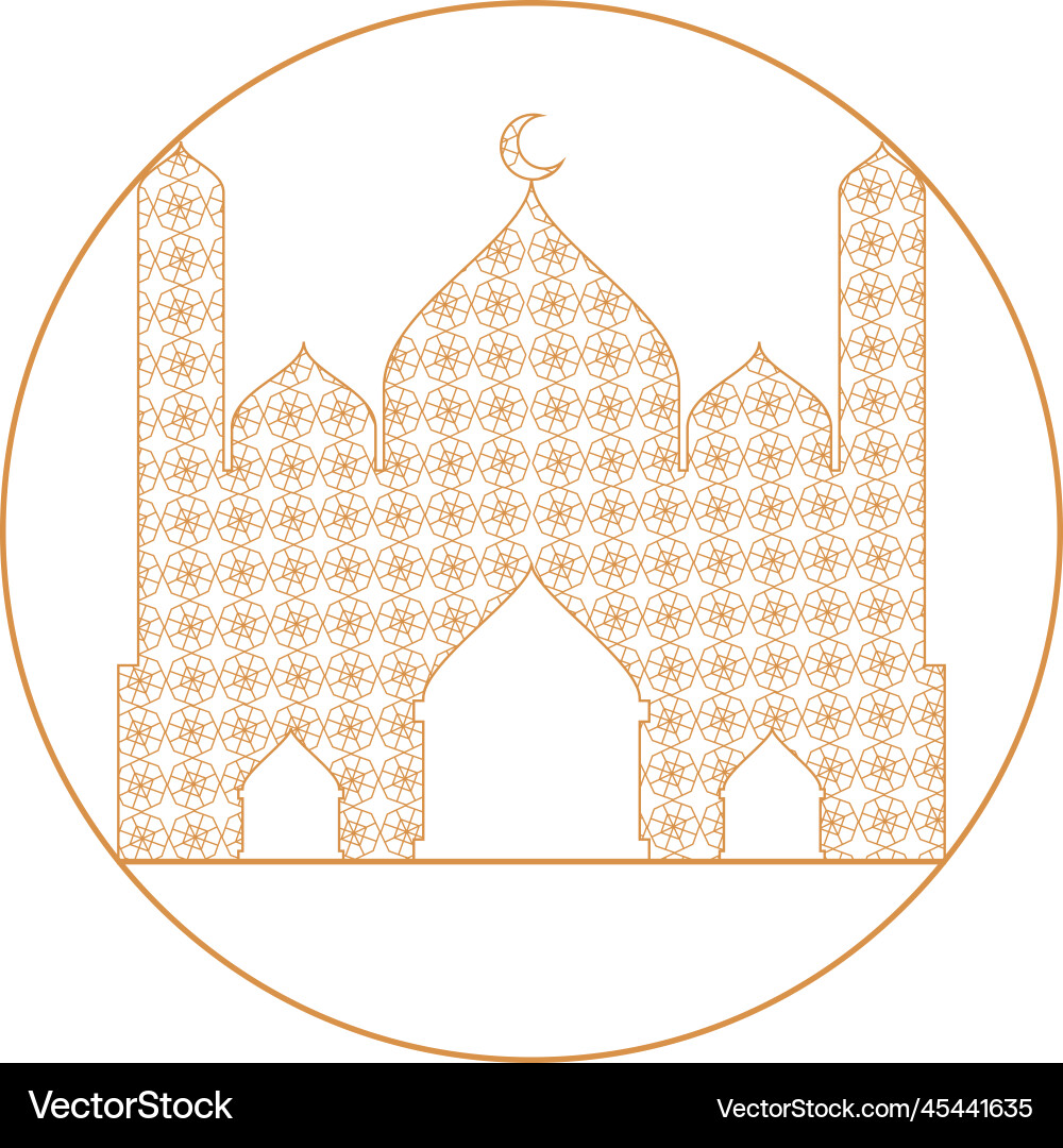 Golden muslim mosque facade Royalty Free Vector Image