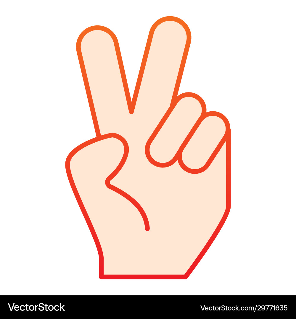 Hand gesture peace flat icon with two Royalty Free Vector