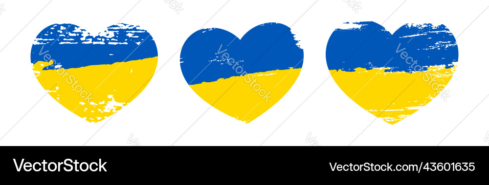 Heart ukraine flag set isolated white background Vector Image