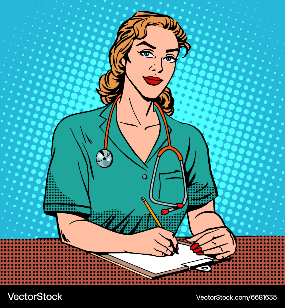 Intern front Desk at the hospital Royalty Free Vector Image