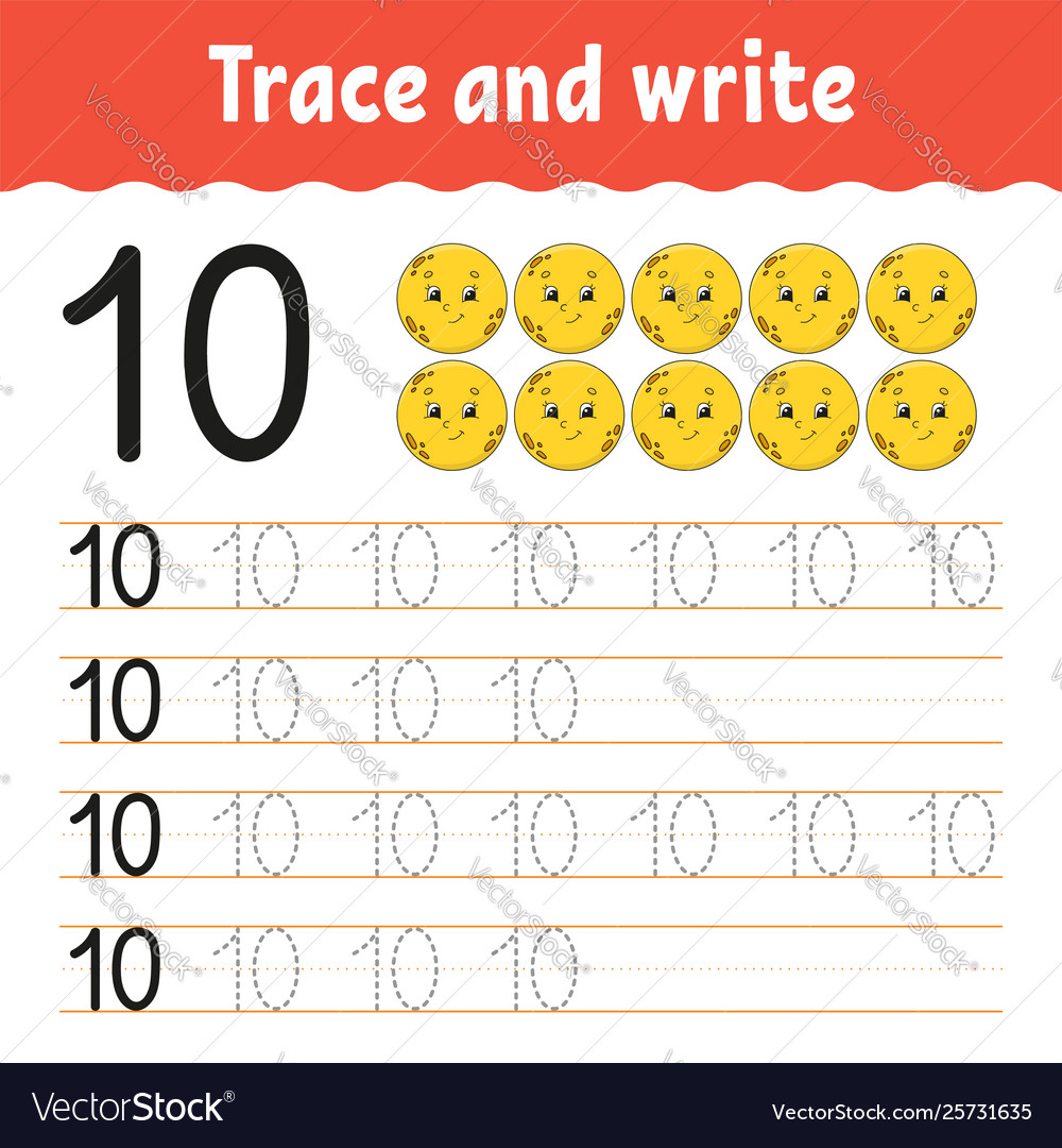 Trace and write handwriting practice learning Vector Image