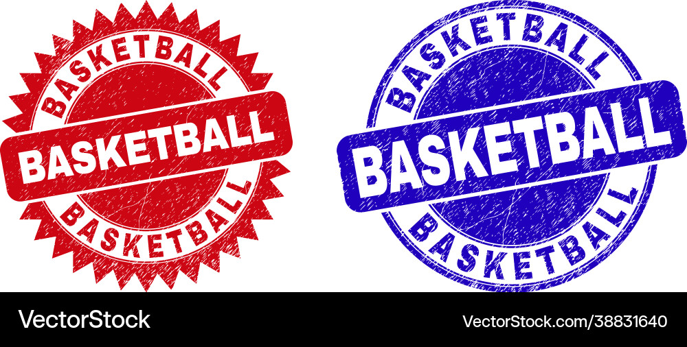 Basketball round and rosette watermarks Royalty Free Vector