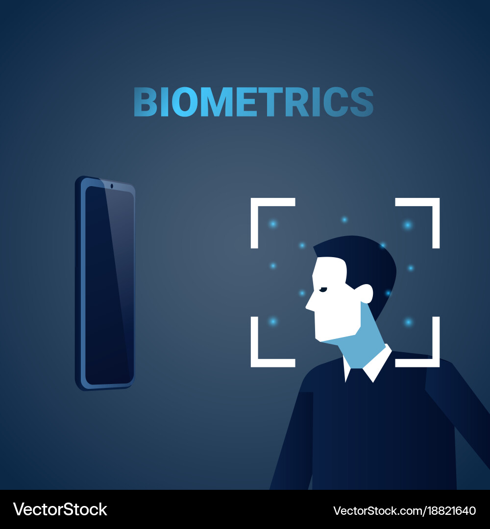 Biometric identification male face scanning modern